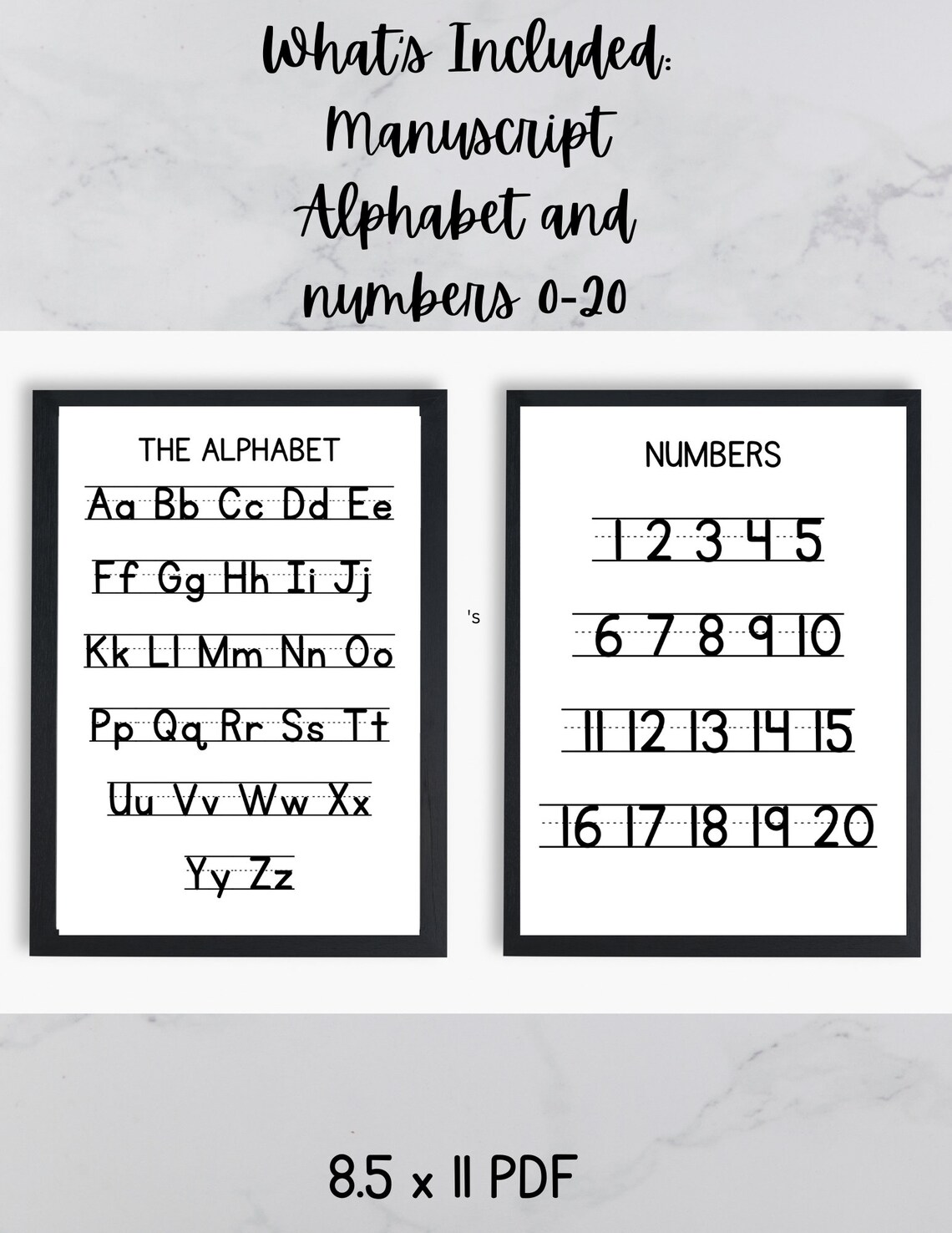 Alphabet Poster, Manuscript, Handwriting Chart, Homeschool, Classroom ...