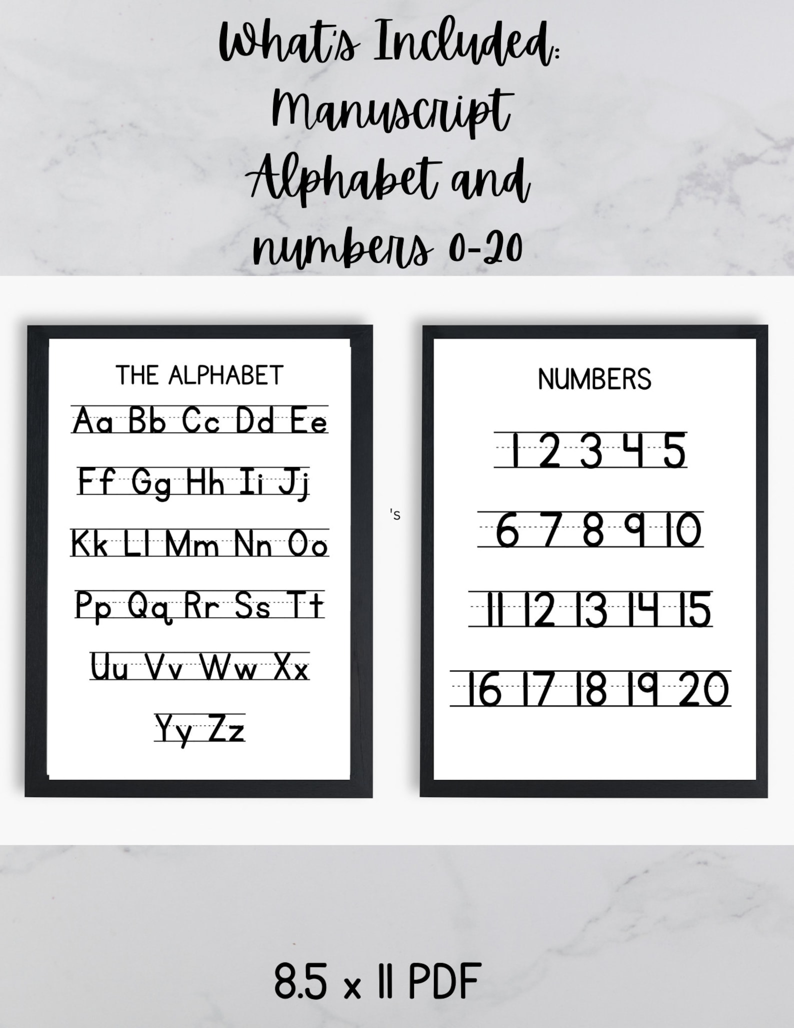 Alphabet Poster, Manuscript, Handwriting Chart, Homeschool, Classroom ...