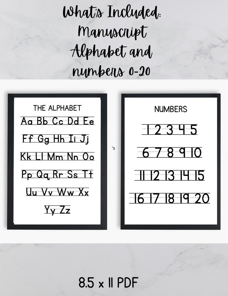Alphabet Poster, Manuscript, Handwriting Chart, Homeschool, Classroom ...