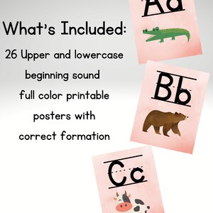 26 Full Color Alphabet Posters | Letter Formation | PINK Watercolors ...