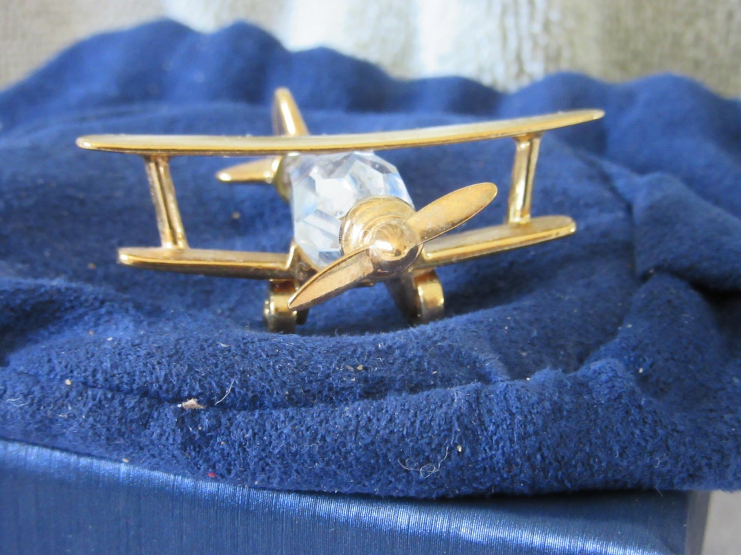 Small Crystal Airplane With Gold Wings, Propeller, Tail, and Wheels - Etsy