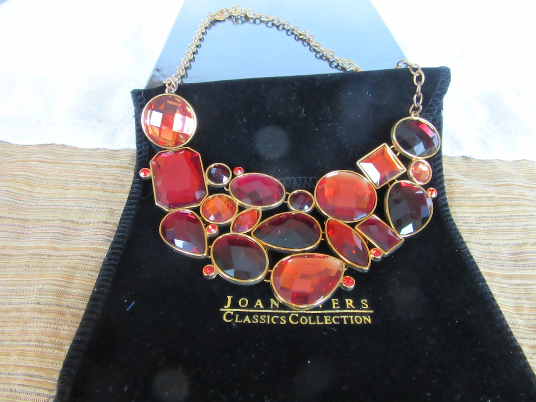 Joan Rivers Classic Collection Red and Orange Mosaic Necklace - Etsy