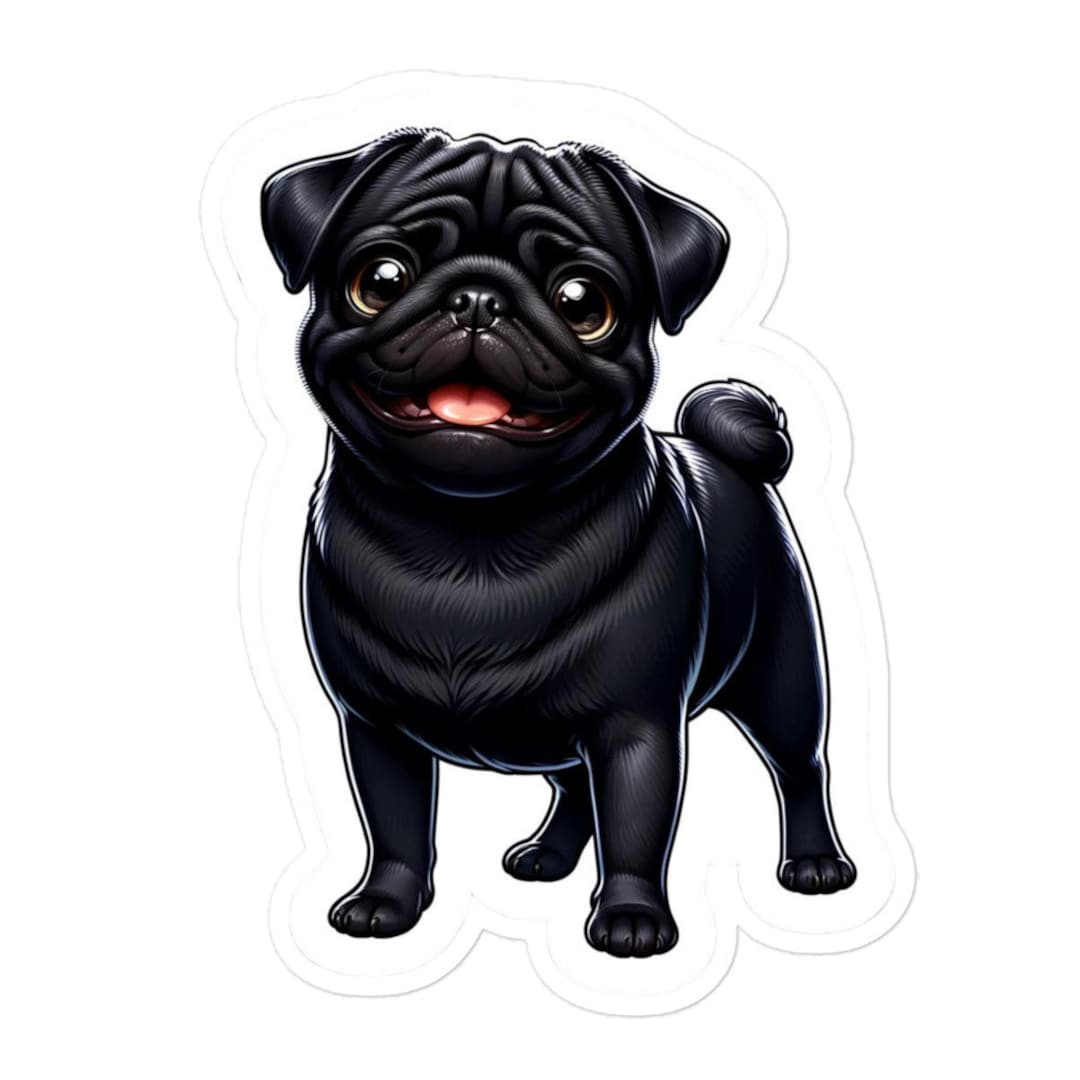 Black Pug Sticker - Etsy