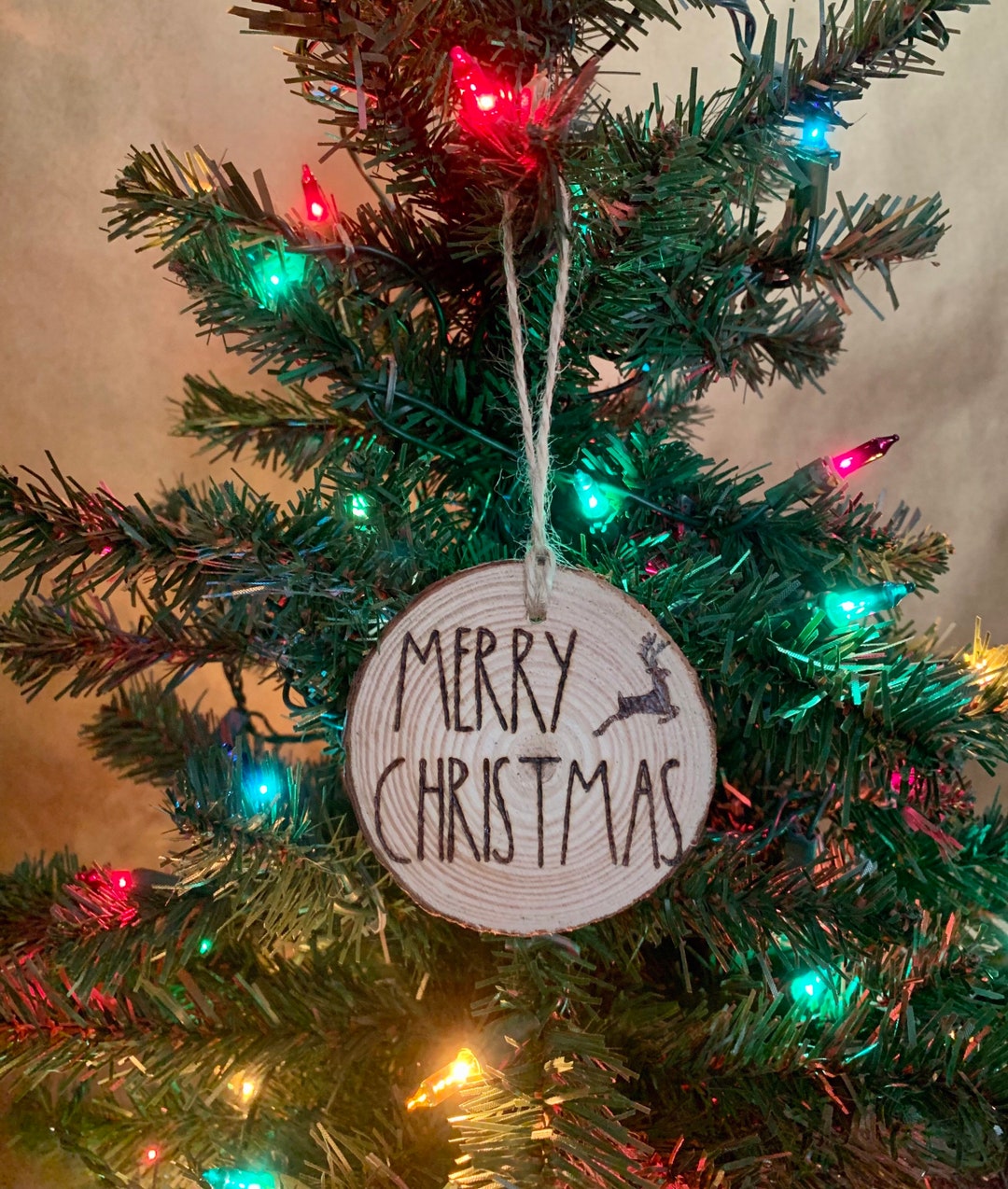 Merry Christmas Handcrafted Wood-burning Pyrography Christmas Ornament ...