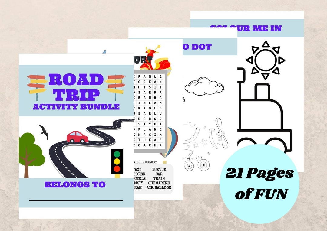 Road Trip Activity Bundle, Travel Games, Kids Activity Pack, Printable ...