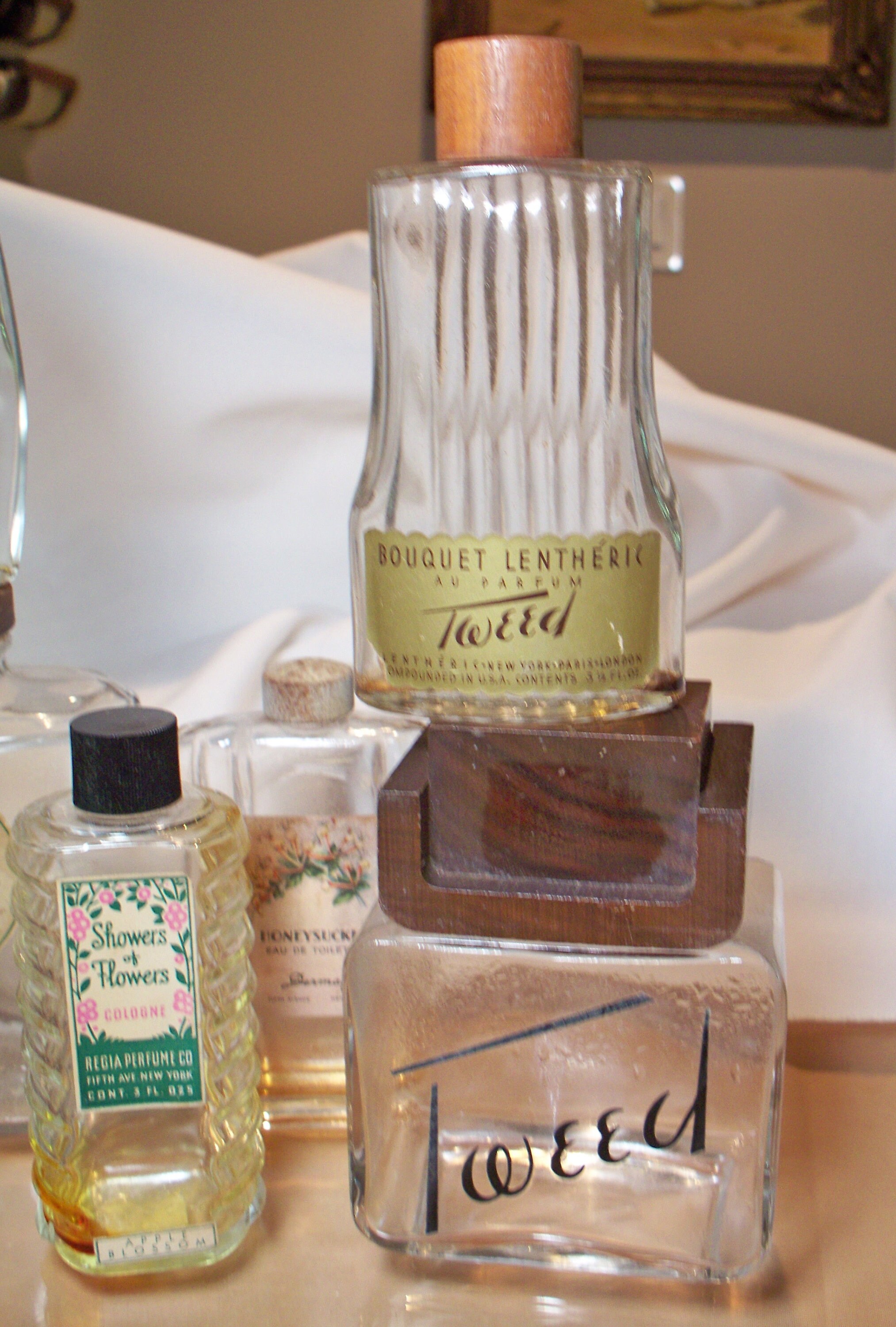 Collection of Mid-size Perfume Bottles - Tweed, Dermay, Regia and ...