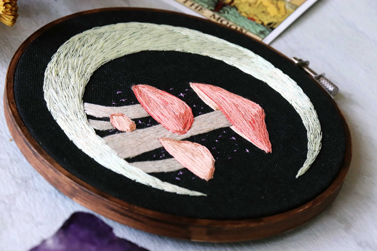 Hand Embroidered “mushrooms on the Moon” - Etsy