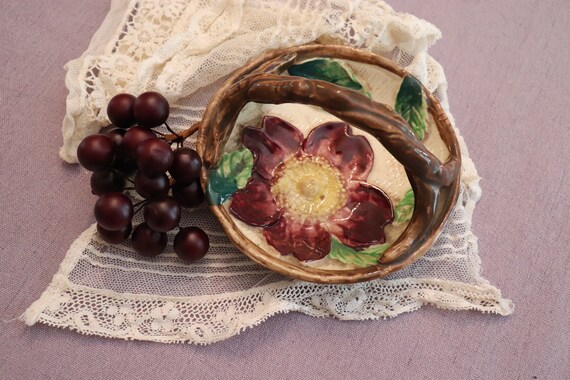 Vintage Maruhon Ware Ceramic Basket With Purple Flower - Etsy