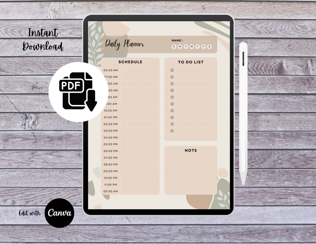Neutral Daily Schedule Planner Template| Editable and Downloadable PDF ...