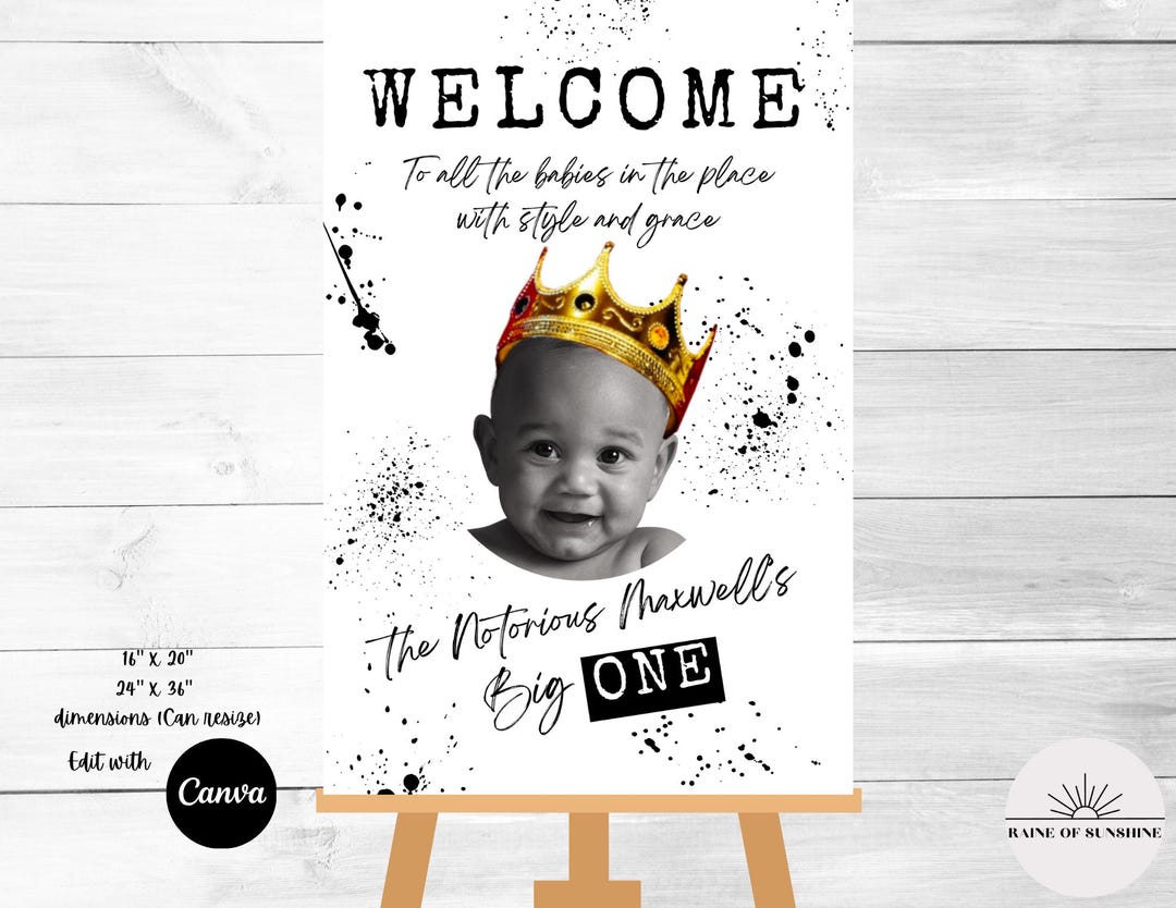 The Big ONE Theme Editable Digital Birthday Party Welcome Poster ...
