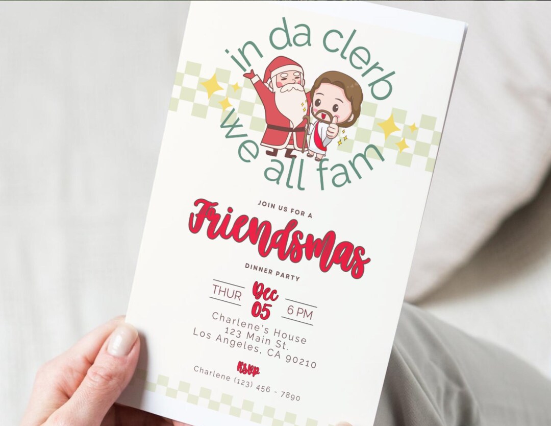 Jesus Santa Claus in Da Clerb We All Fam FRIENDSMAS CHRISTMAS Holiday ...