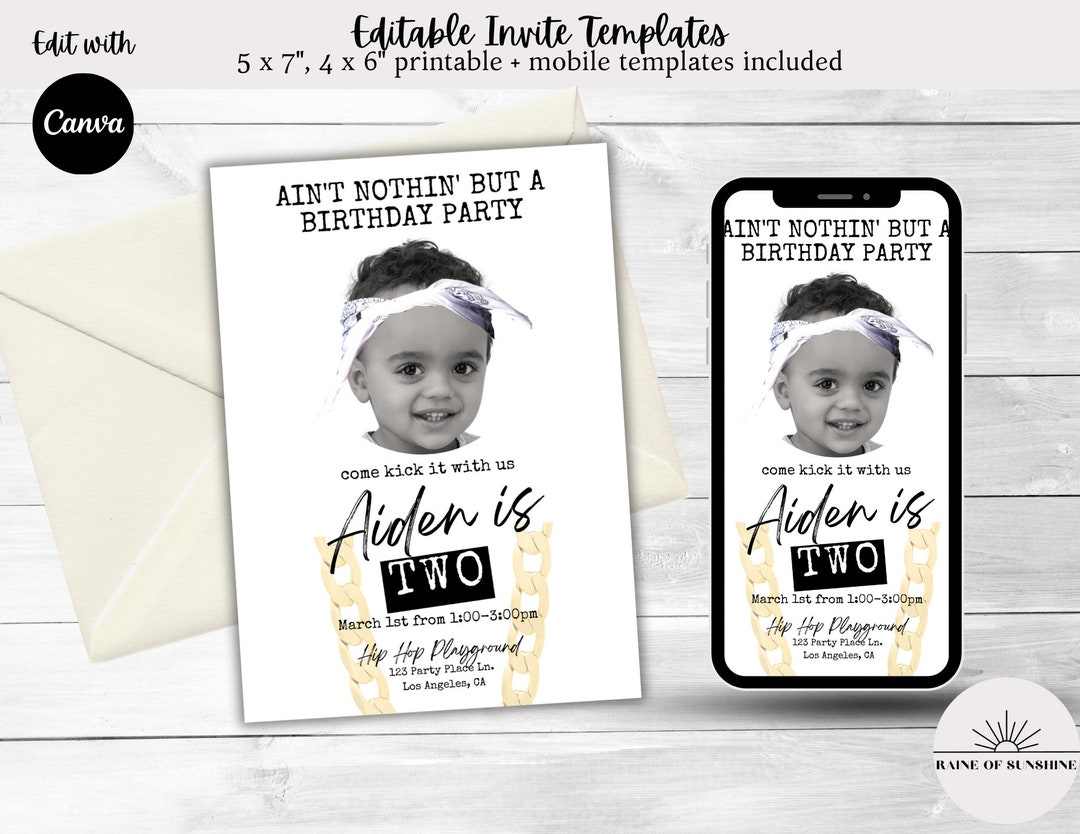 Aint Nothin but a Birthday Party Theme Editable Digital Invitation ...