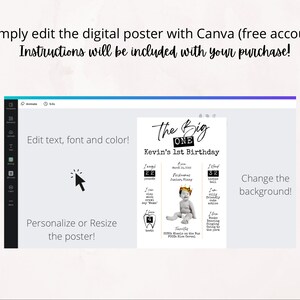 The Big ONE Ready to Party Editable Digital Birthday Party Stats Board ...