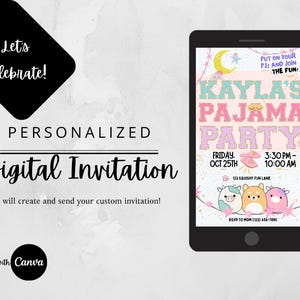 Glitter Letter Patches Squishmallow Pajama Party Sleepover Slumber Era Birthday Invitation ...