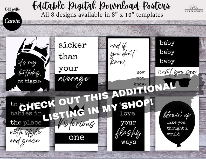 The Big ONE Birthday Notorious 1 Album Party Cover | Editable Digital ...