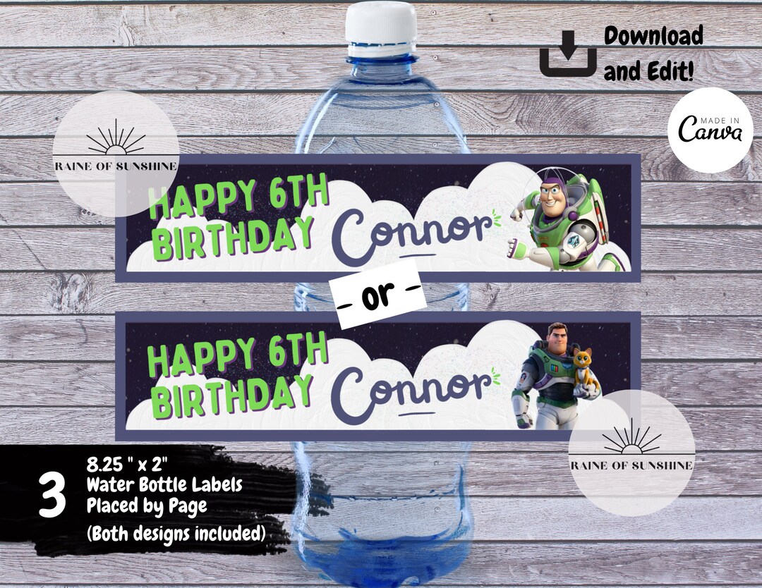 Buzz Lightyear Water Bottle Label | Editable Digital Birthday Water ...