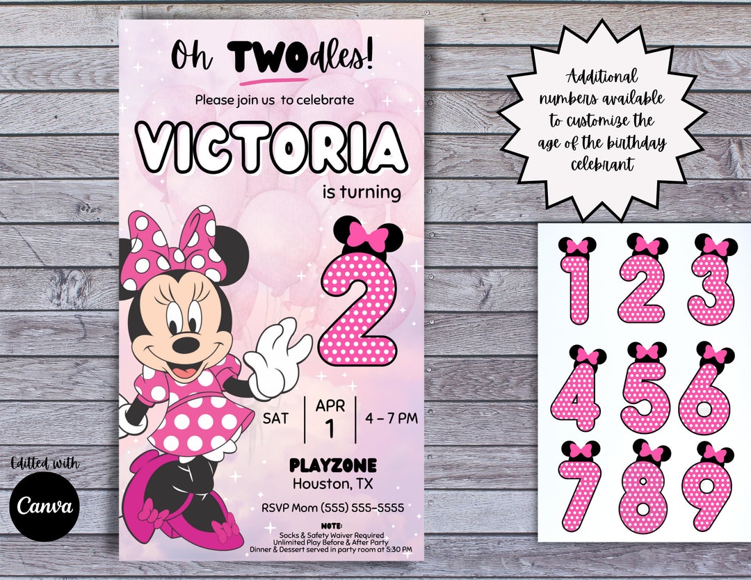 Minnie Mouse Twodles Toodles Theme 1st 2nd 3rd 4th Etc Pink Cute Second ...