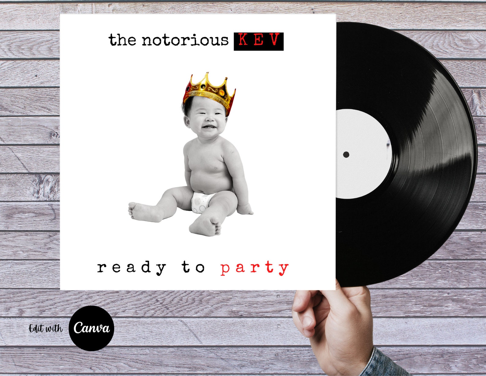 The Big ONE Birthday Notorious 1 Album Party Cover | Editable Digital ...
