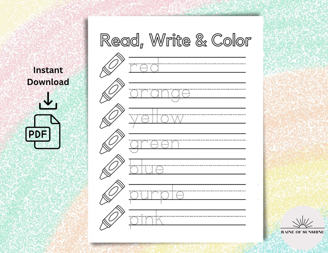 Read Write Color Trace Worksheet for Preschool Prek TK Kindergarten ...