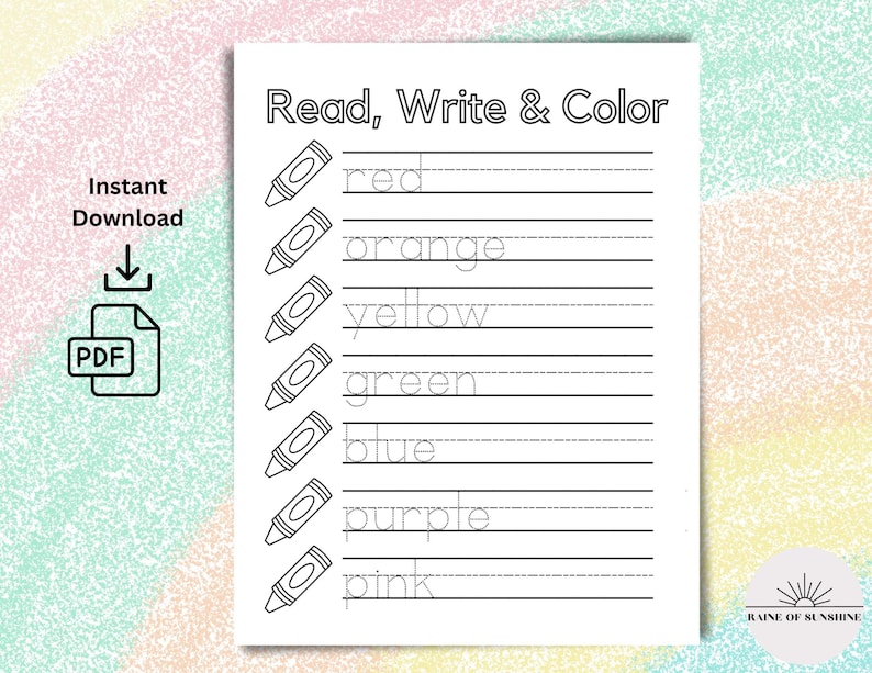 Read Write Color Trace Worksheet for Preschool Prek TK Kindergarten ...