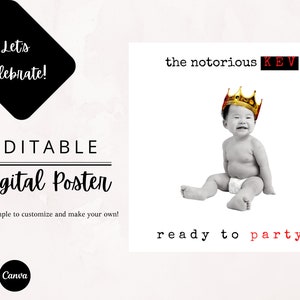 The Big ONE Birthday Notorious 1 Album Party Cover | Editable Digital ...