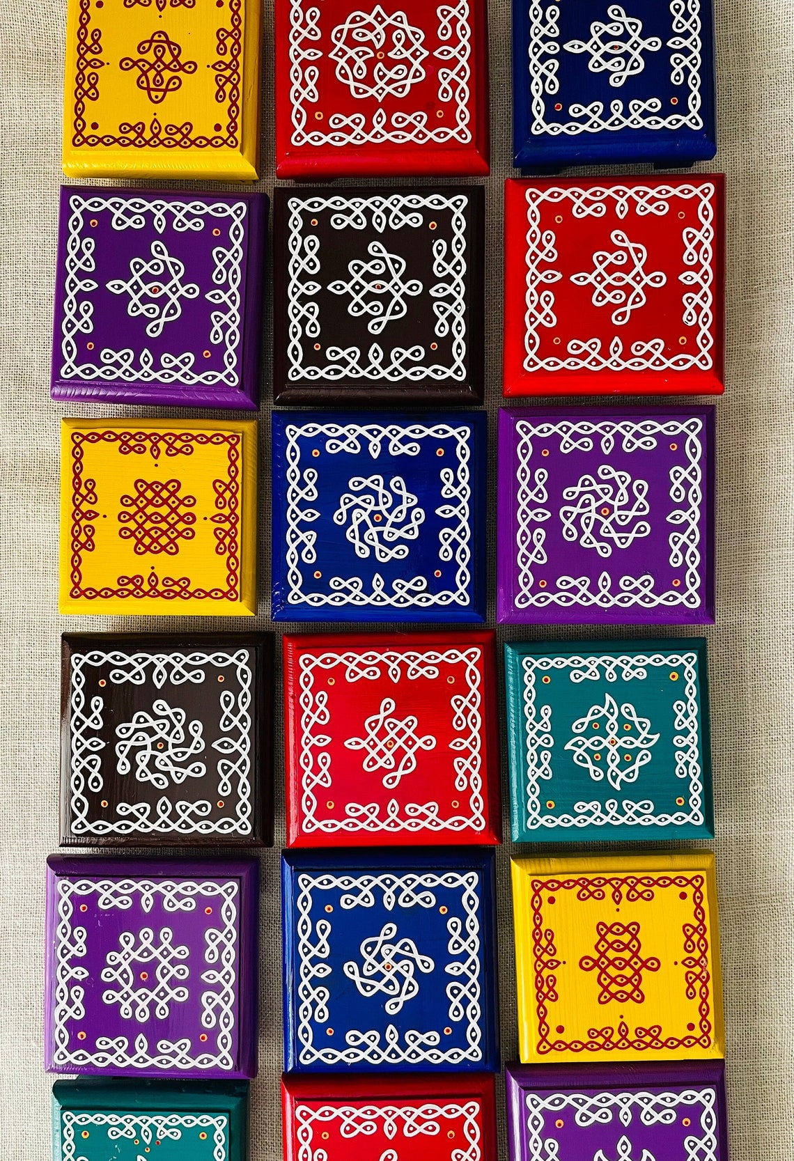 Mini Square Wooden Stool/manai/peeta for Pooja Muggulu Kolam Rangoli ...