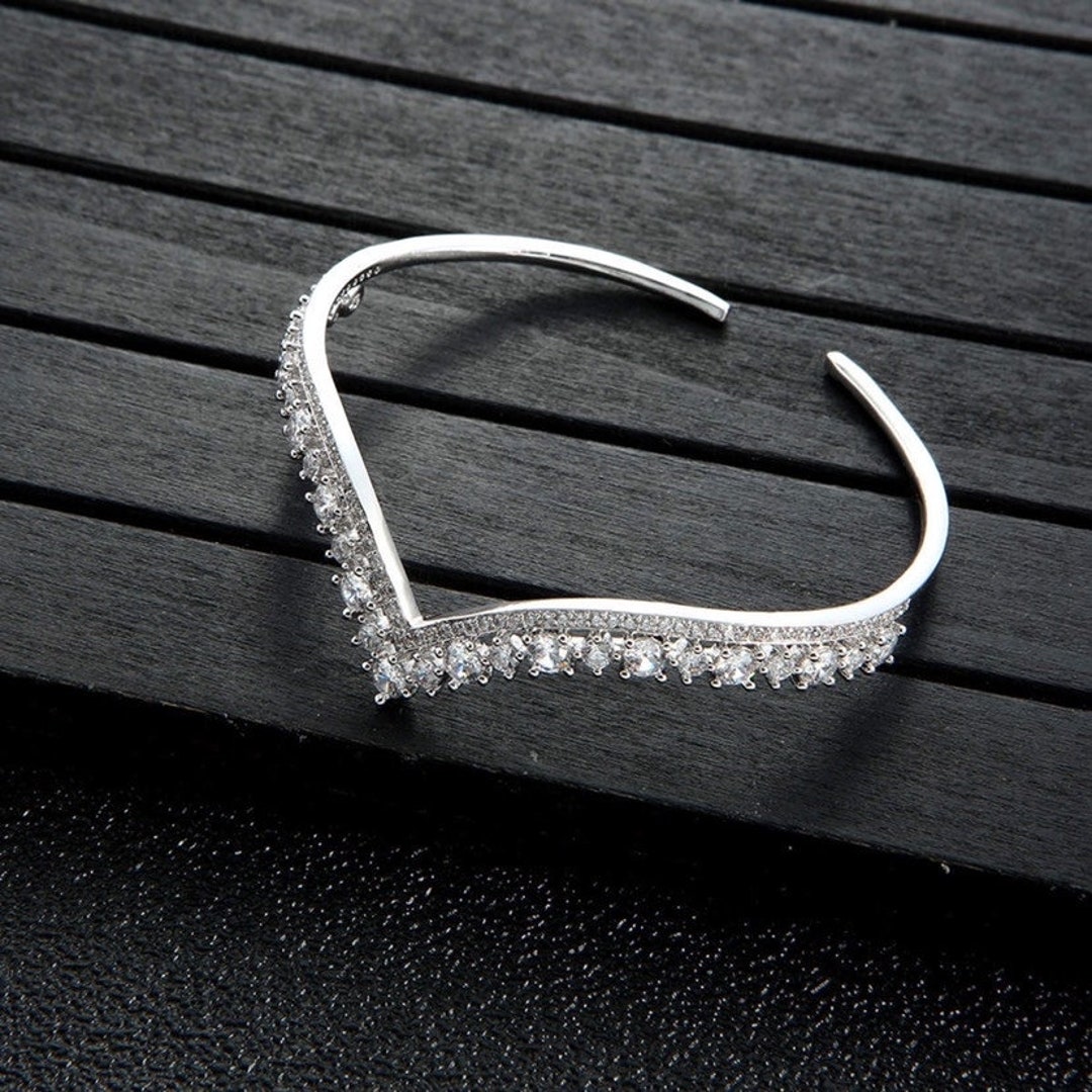 Silver Wishbone Cuff Princess Bangle Tiara Bracelet - Etsy