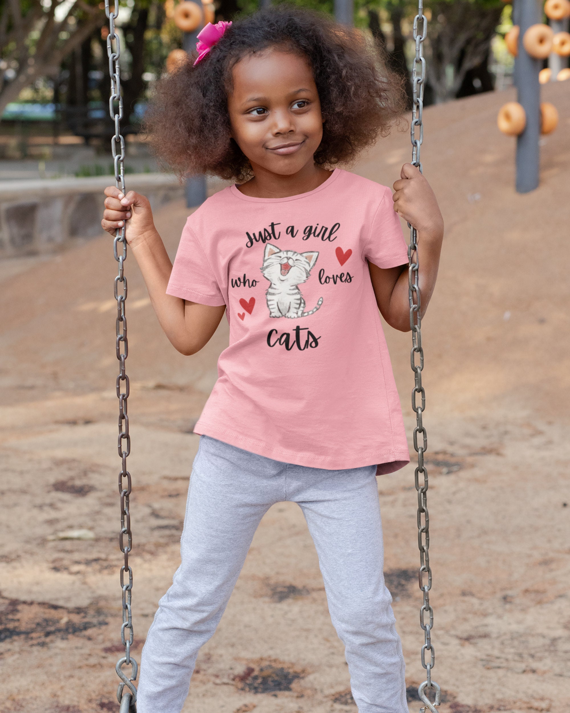 Just a Girl Who Loves Cats Kids T-shirt, Cat T-shirt, Little Girl Gift ...