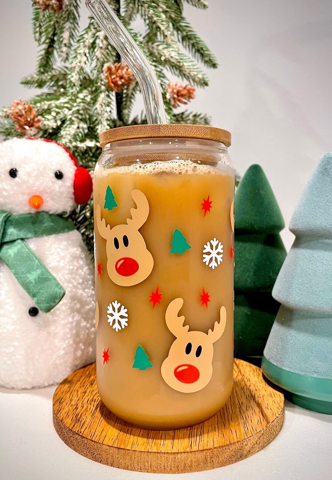 Color Changing Reindeer Nose Glass Cup: Christmas Coffee Tumbler - Etsy