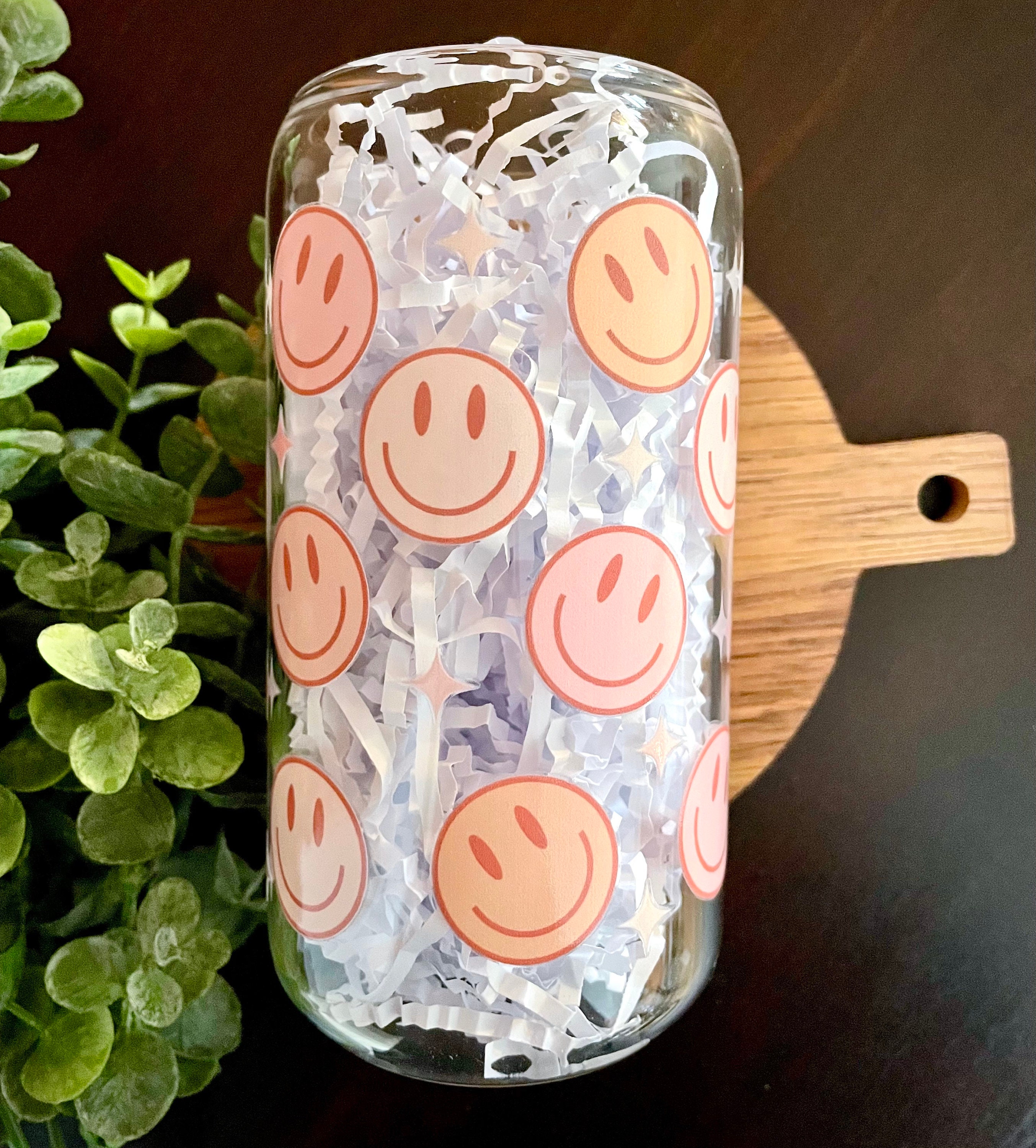 Smiley Face Cup Happy Face Beer Can Glass Iced Coffee Cup Happy Coffee ...