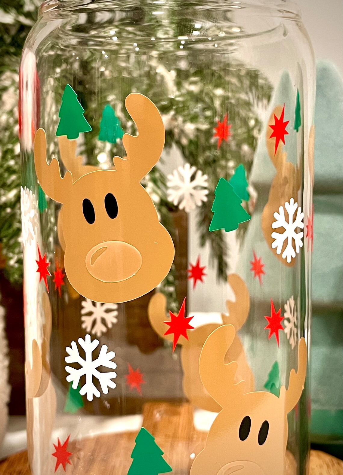 Color Changing Reindeer Nose Glass Cup: Christmas Coffee Tumbler - Etsy
