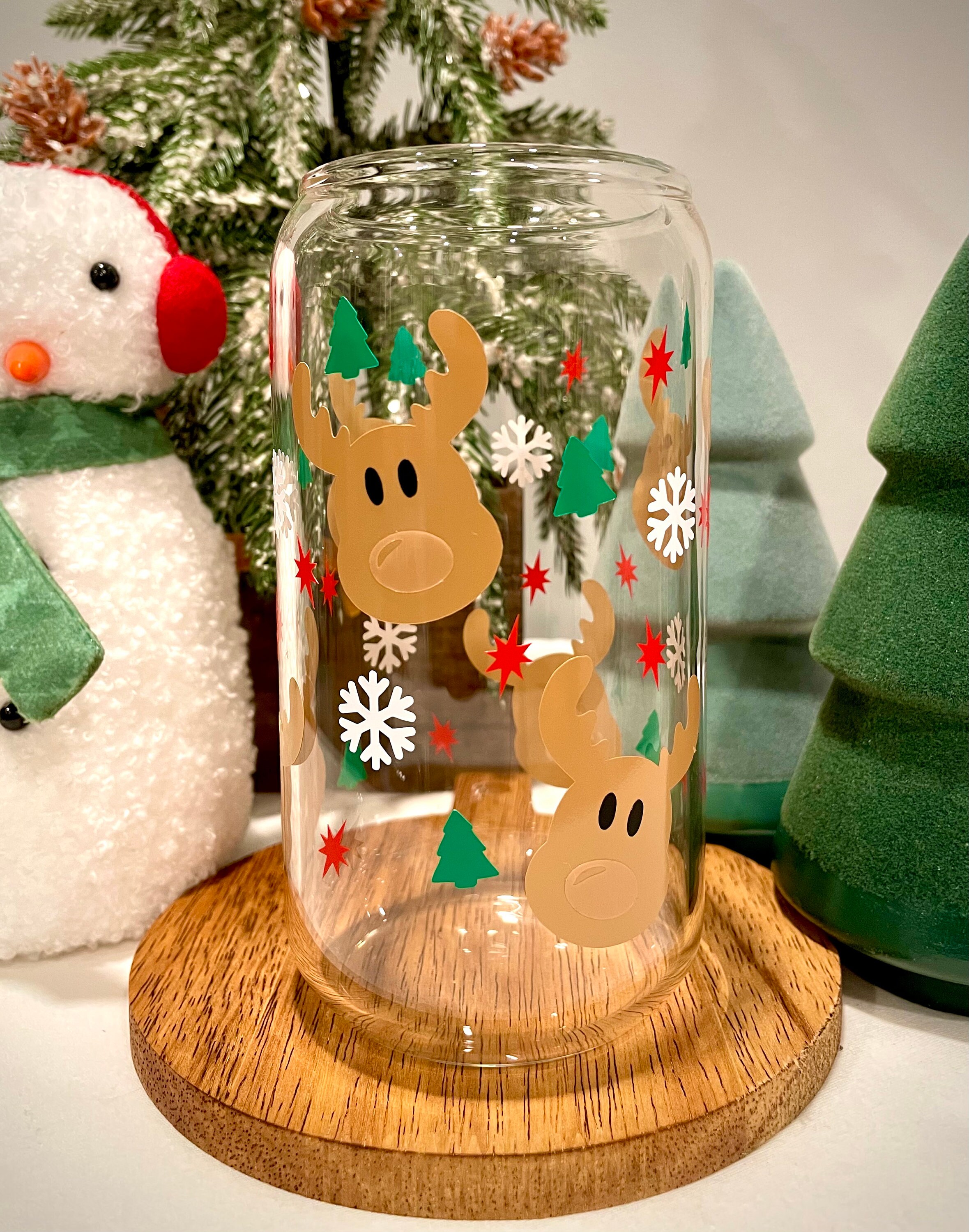 Color Changing Reindeer Nose Glass Cup: Christmas Coffee Tumbler - Etsy