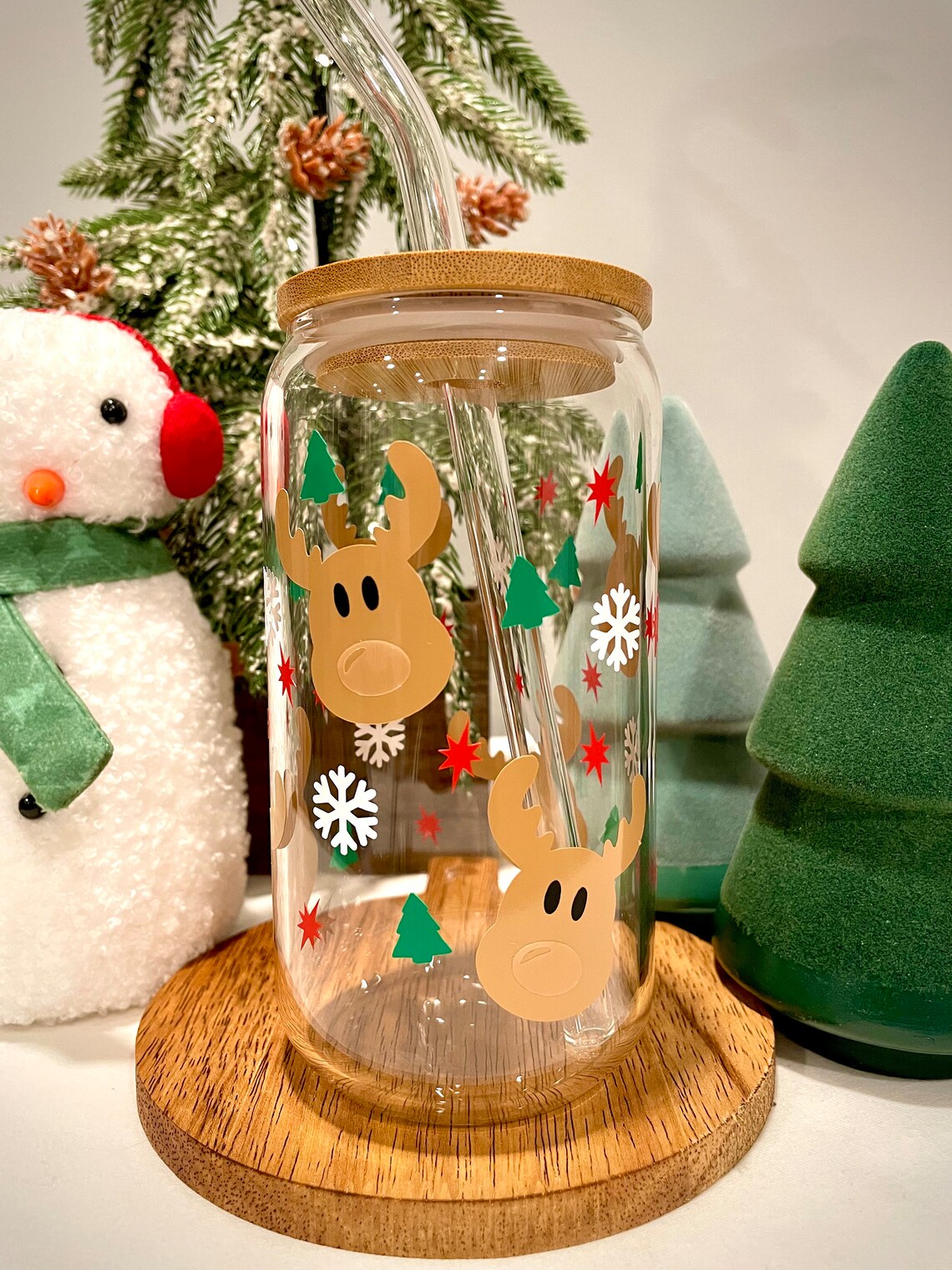 Color Changing Reindeer Nose Glass Cup: Christmas Coffee Tumbler - Etsy