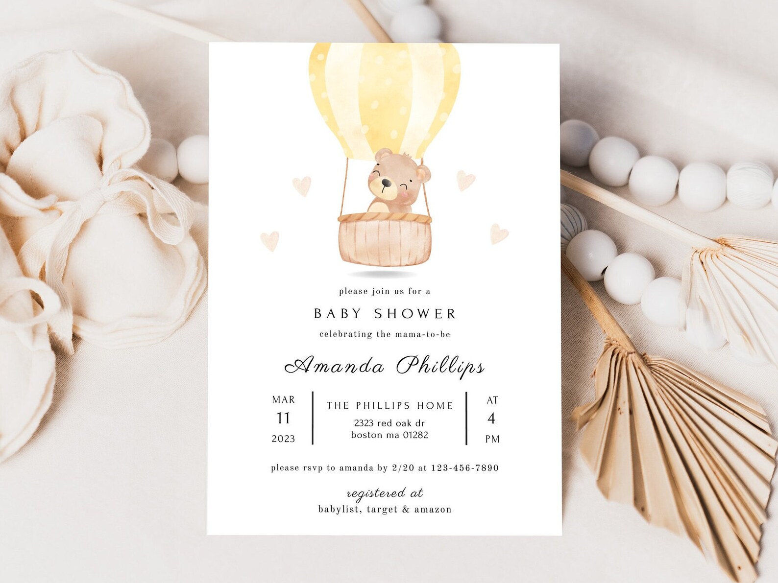 Gender Neutral Baby Shower Invitation Template, Editable Bear Neutral ...