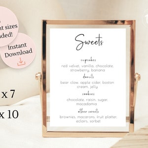 Party Printable Sweets Dessert Sign, Instant Digital Download Sign ...
