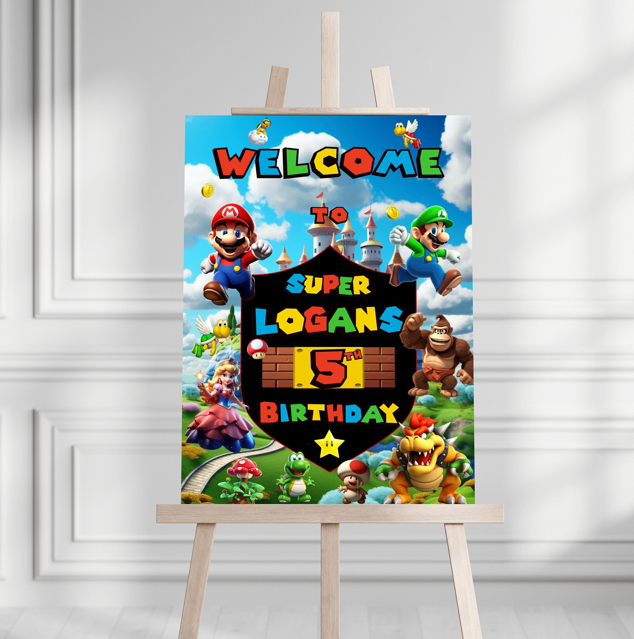 Printed Super Mario Bros Birthday Welcome Sign Boys Mario - Etsy