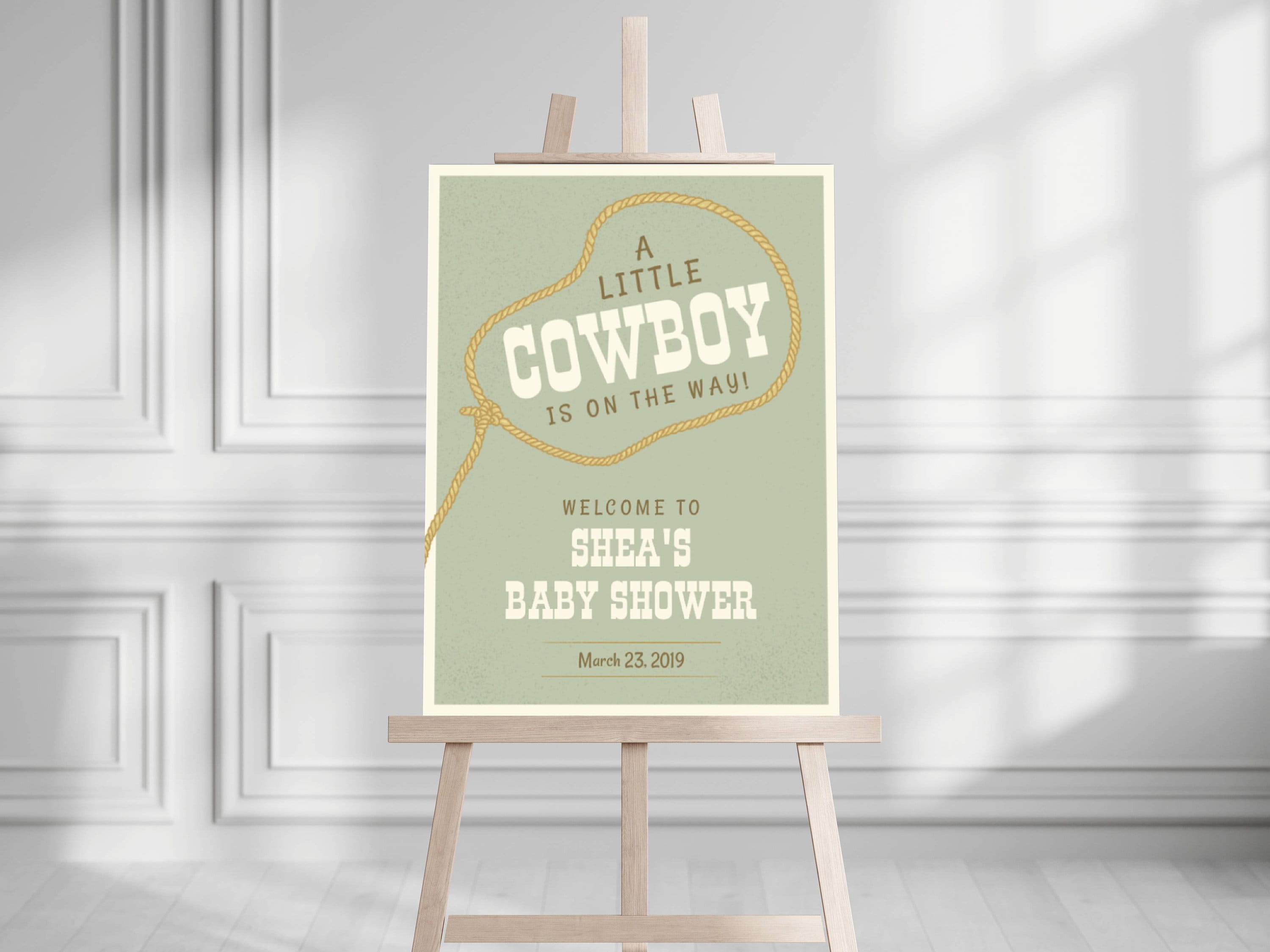 Printed Cowboy Baby Shower Welcome Sign, Western Baby Shower Welcome ...