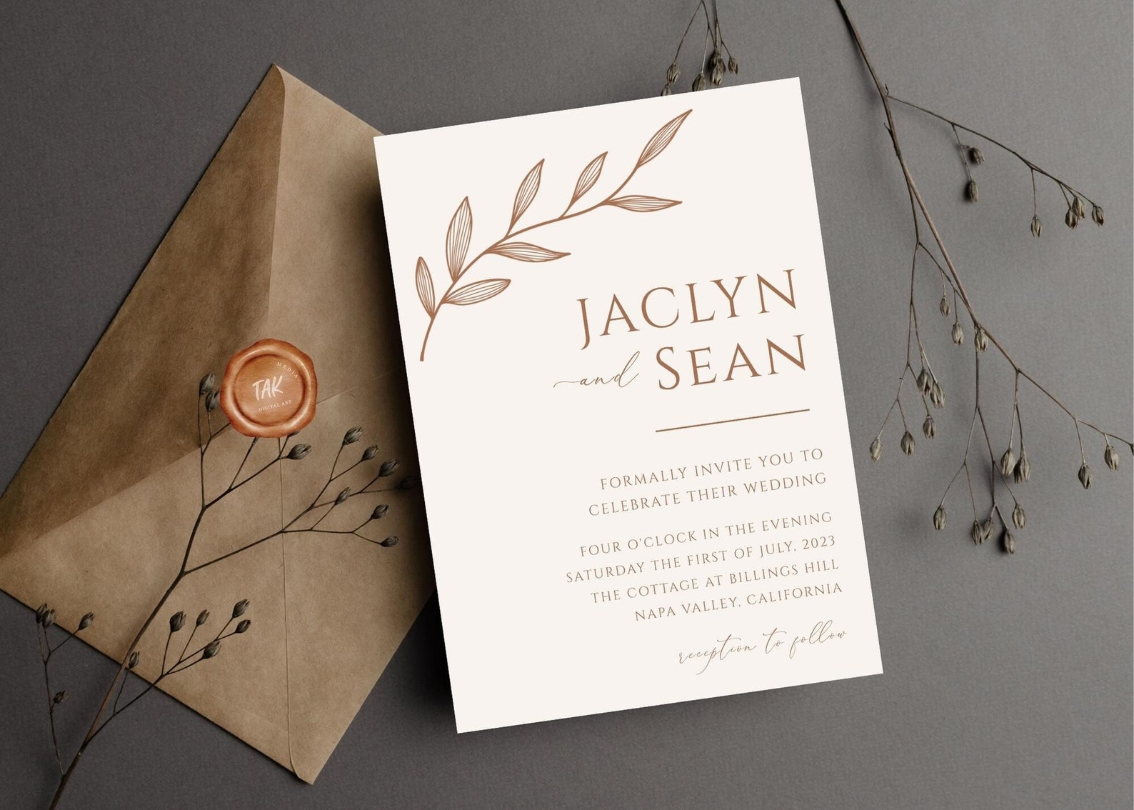 Terracotta Brown Wedding Invitation Bundle, Wedding RSVP, Wedding ...