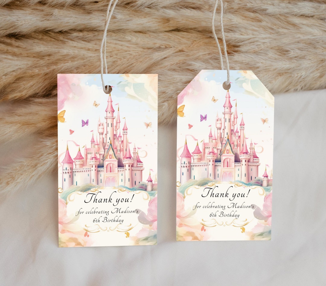 Princess Birthday Thank You Tag, Girls Birthday Party, Editable Thank ...