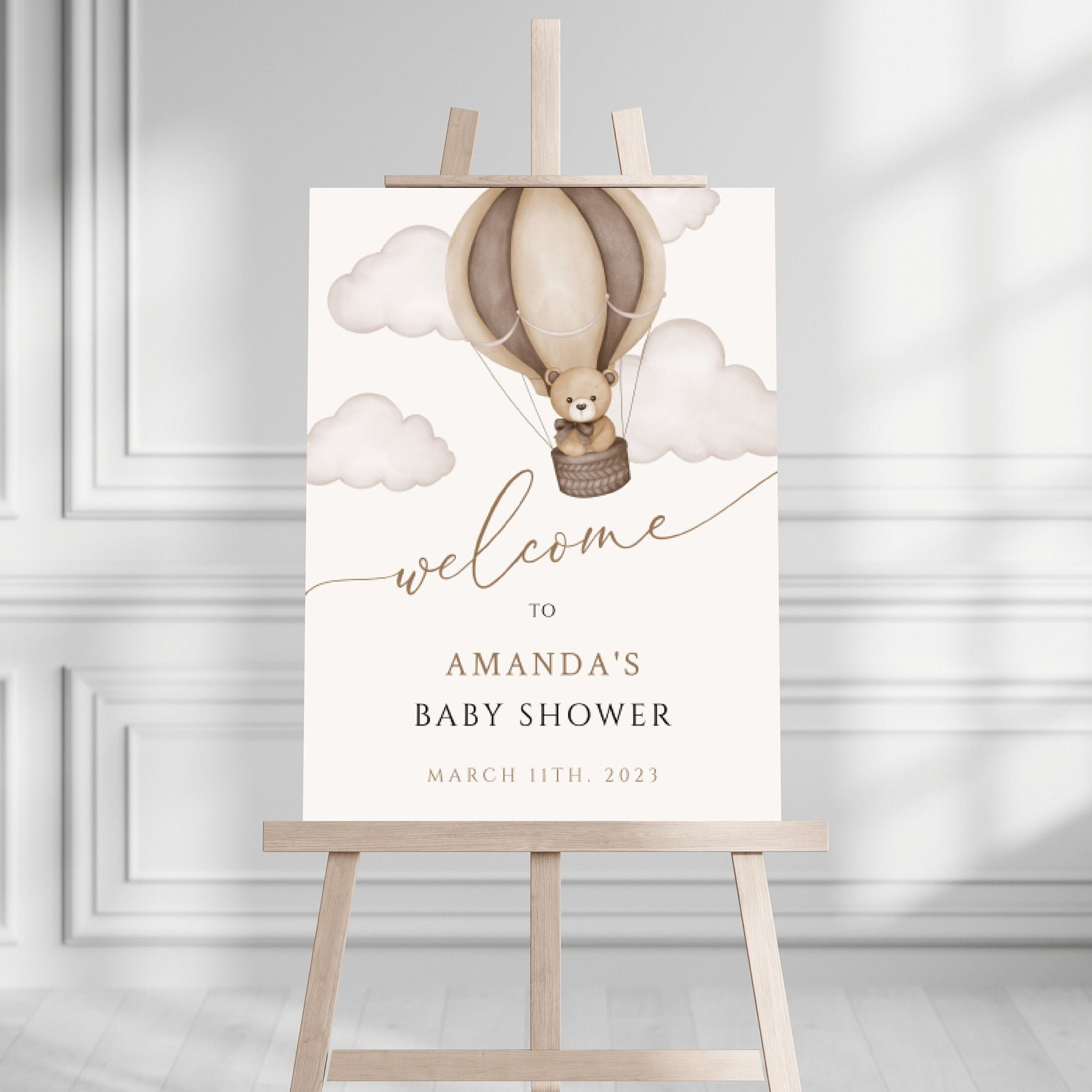 Bear Baby Shower Gender Neutral Welcome Sign Editable Bear - Etsy