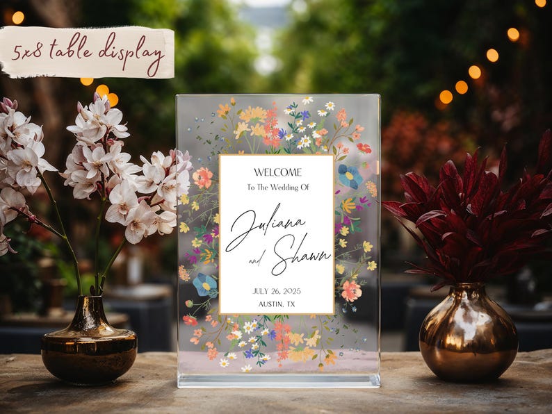 Floral Wedding Welcome Sign – Custom Acrylic or Foam Board Sign ...