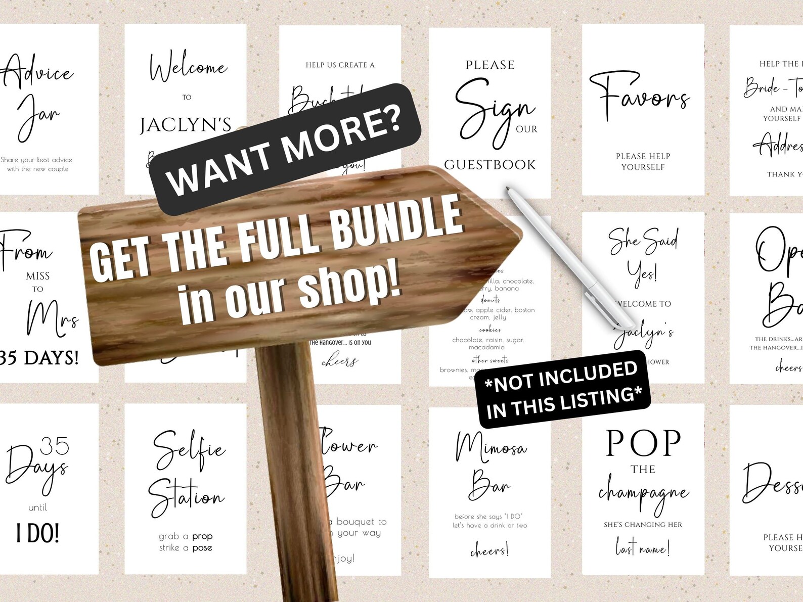 Bridal Shower Printable Countdown Sign, Instant Digital Download Sign ...