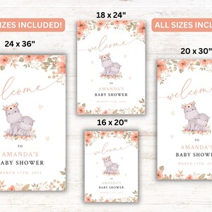 Baby Shower Hippo Welcome Sign, Editable Baby Shower Welcome, Instant ...