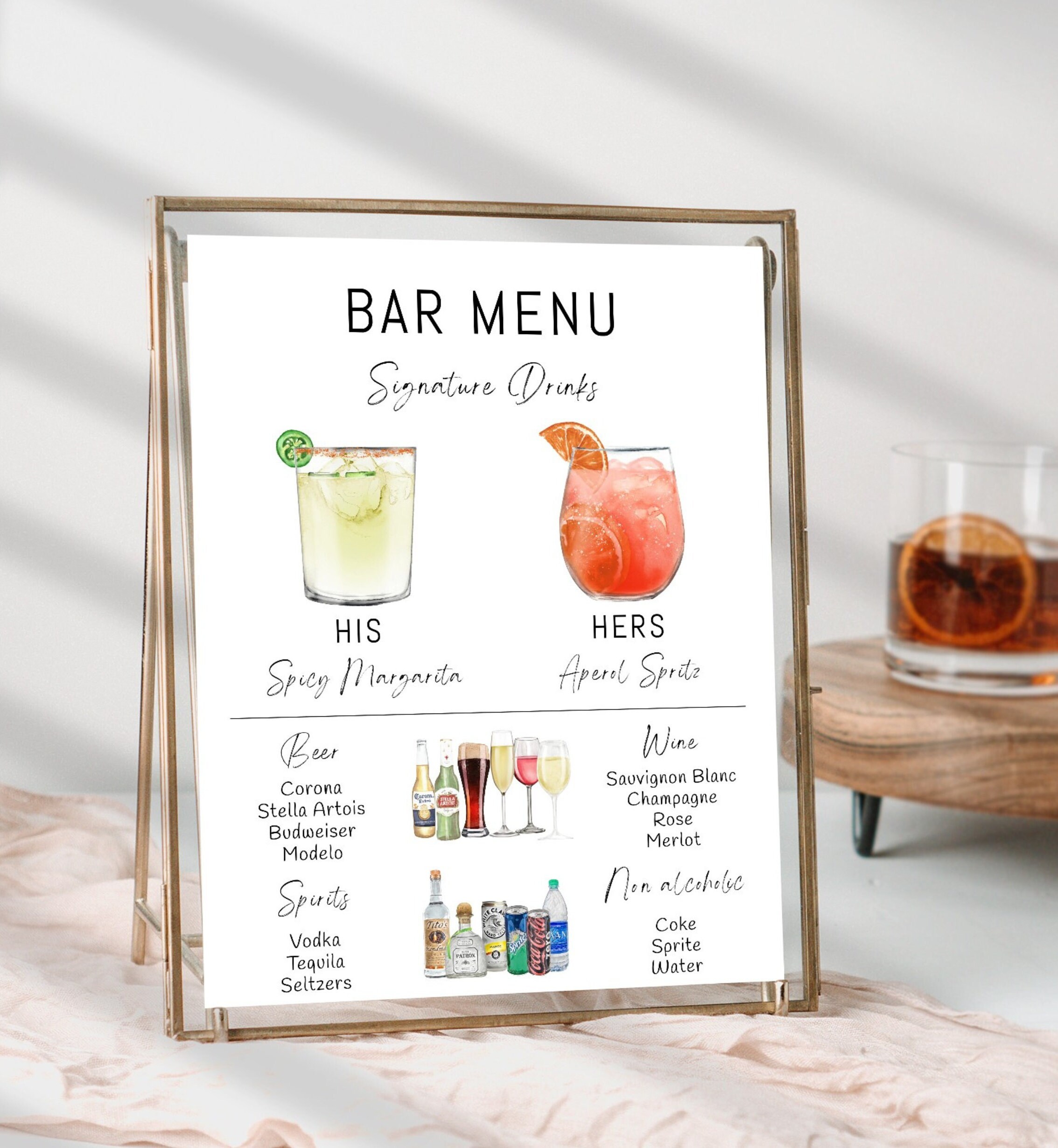 Printed Bar Menu Minimalist Foam Board Printed Bar Menu - Etsy