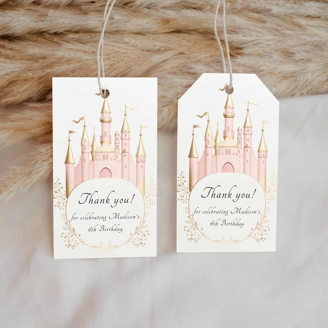 Princess Birthday Thank You Tag, Girls Birthday Party, Editable Thank ...
