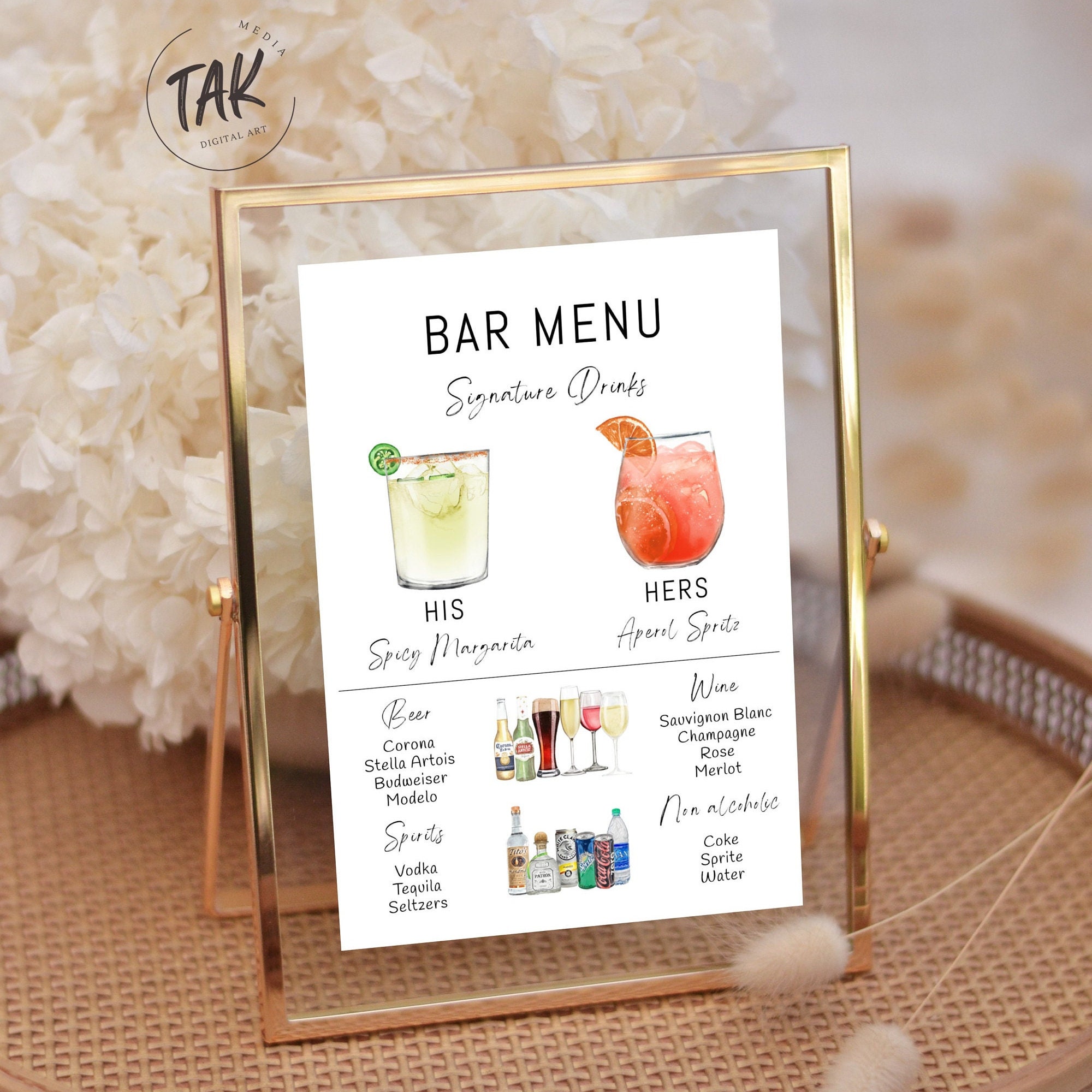 Bar Menu Minimalist Template Printable Bar Menu Editable - Etsy