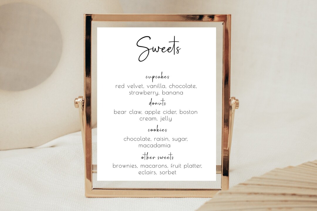 Party Printable Sweets Dessert Sign, Instant Digital Download Sign ...