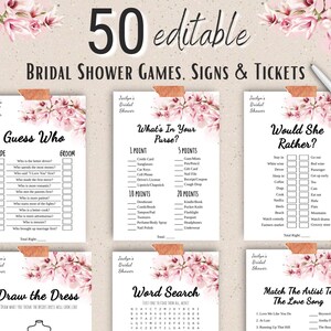 Bridal Shower Games Blush Pink, Bridal Shower Signs, Bridal Shower ...