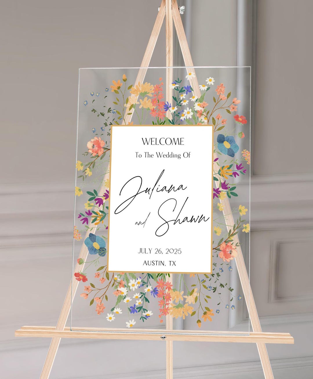 Floral Wedding Welcome Sign – Custom Acrylic or Foam Board Sign ...