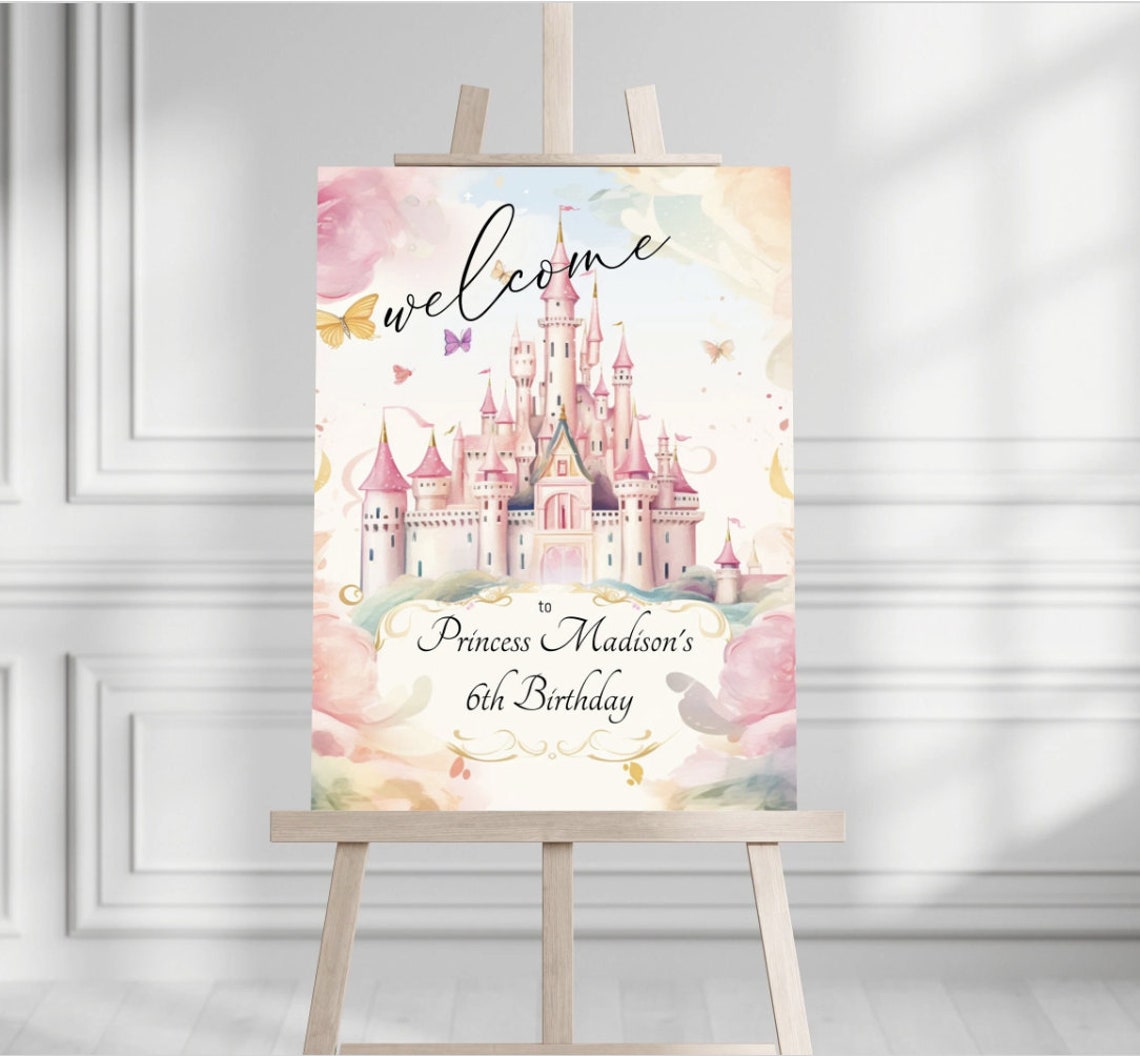 Printed Princess Birthday Welcome Sign Girls Princess - Etsy